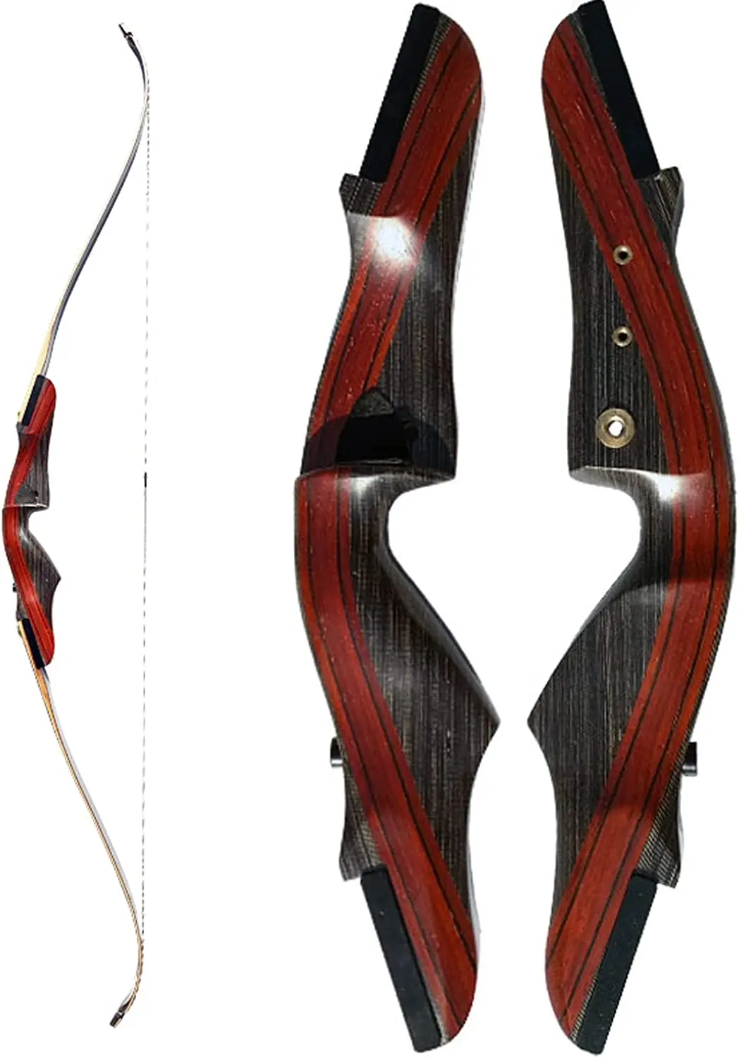 Black-Hunter-Recurve-Bow-60-Wooden-Takedown-Recurve-Bow-Hunting-Longbow ...