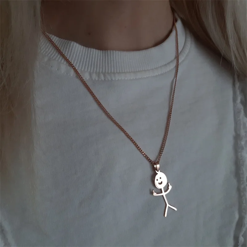 Hip-Hop-Fxck-You-Doodle-Pendant-Necklace-for-Man-Woman-Stickman-Middle ...