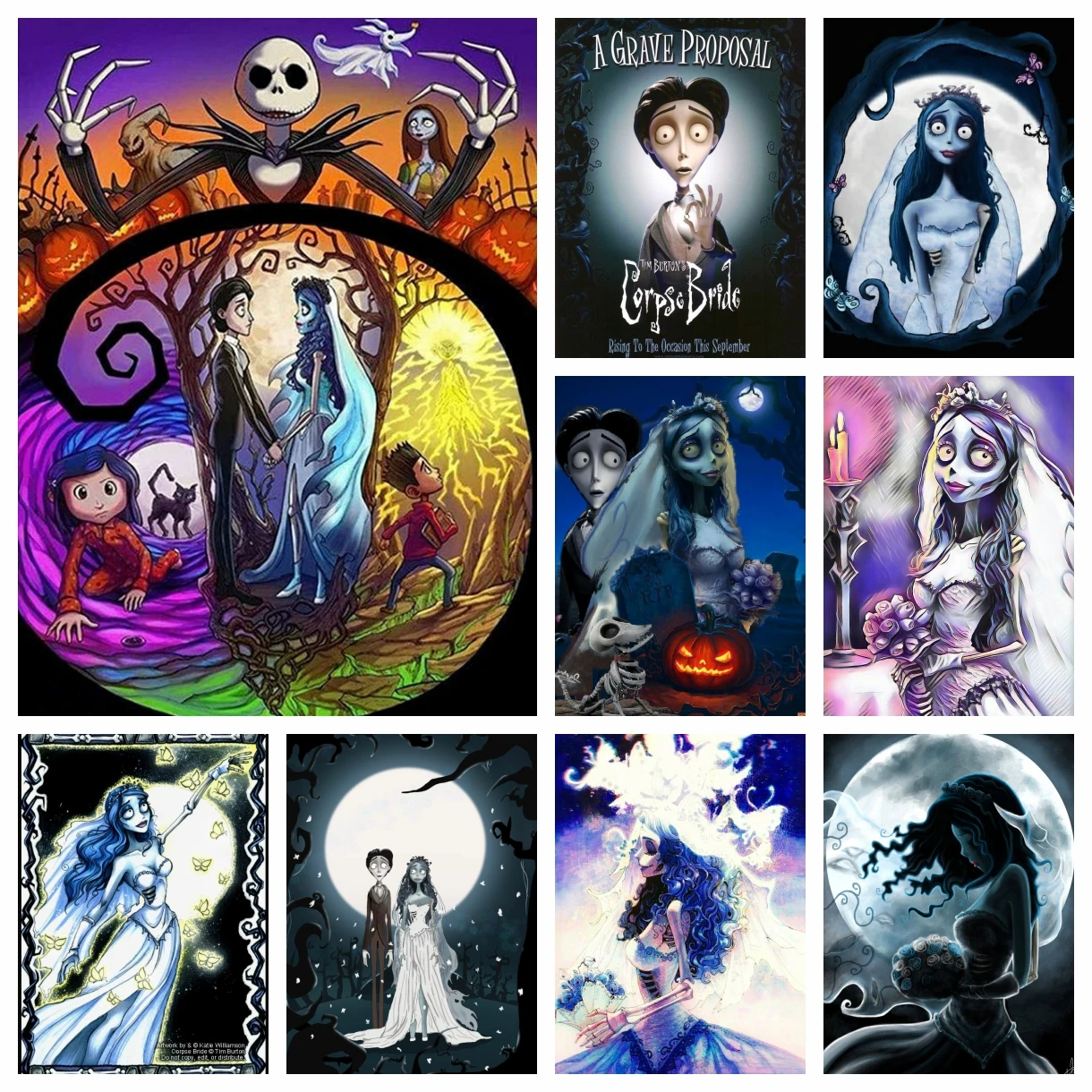 Coraline Corpse Bride Nightmare Before Christmas Diamond Art Kit: A ...