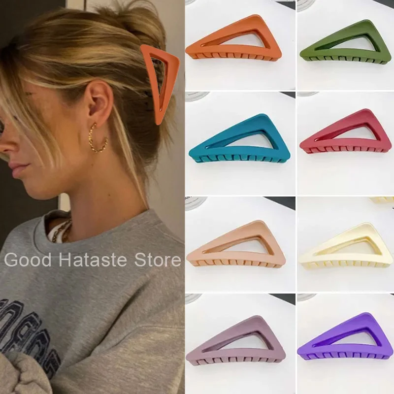 Simple-Triangle-Claw-Clip-Plastic-Large-Size-Hair-Claw-For-Girls-Women ...