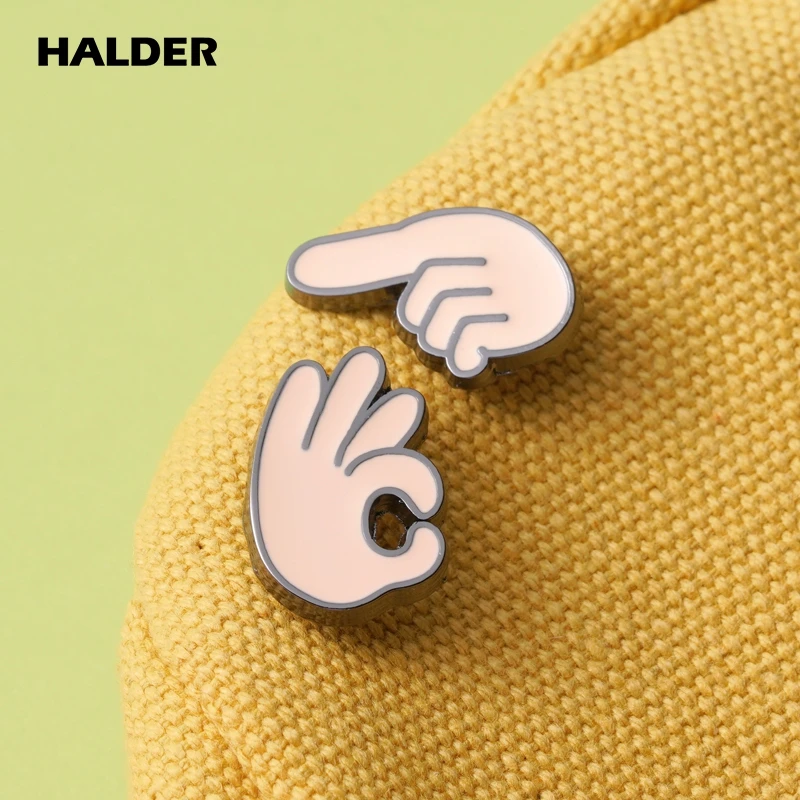 HALDER-Cute-Fashion-Gesture-Brooch-Enamel-Pin-OK-Hand-Finger-Badges ...