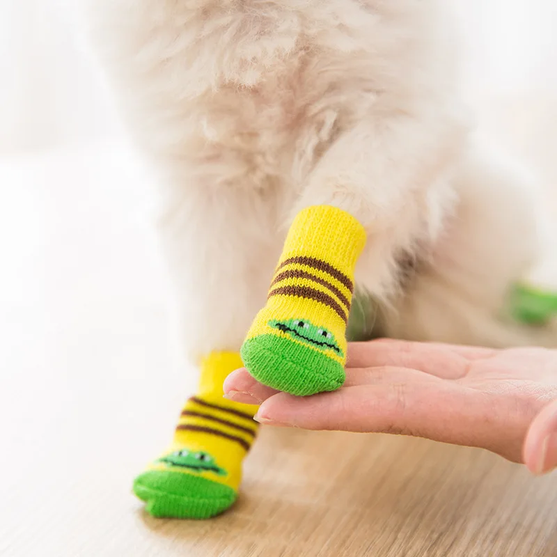 4pcs-Cute-Puppy-Dog-Knit-Socks-Small-Dogs-Cotton-Anti-Slip-Cat-Shoes ...