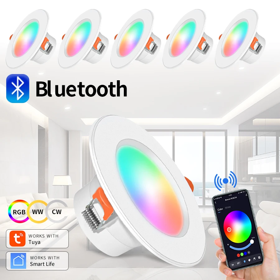 10W-Tuya-Smart-Bluetooth-LED-Downlight-Spot-Lights-RGB-Dimmable ...