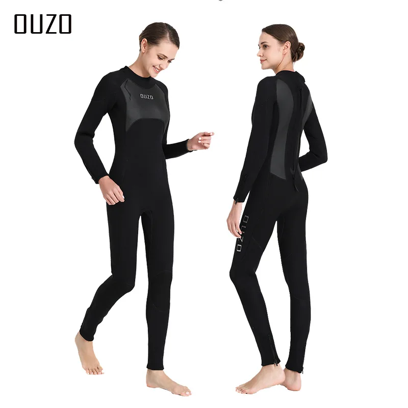 3mm-Womens-Wetsuit-Long-Sleeve-One-Piece-Of-Neoprene-Submersible-For ...