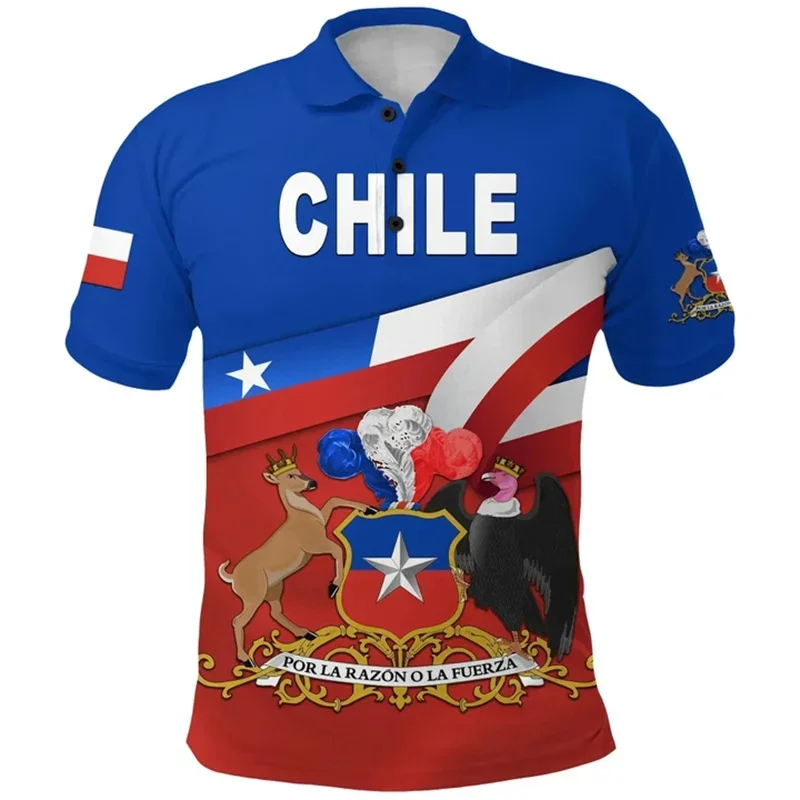 Fashion-Cool-3D-Chile-National-Flag-Printing-Polo-Shirt-Chile-Coat-Of ...