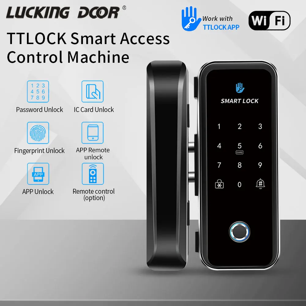TTLOCK-App-WIFI-Smart-Lock-Office-Fingerprint-Glass-Door-Lock-Digital ...