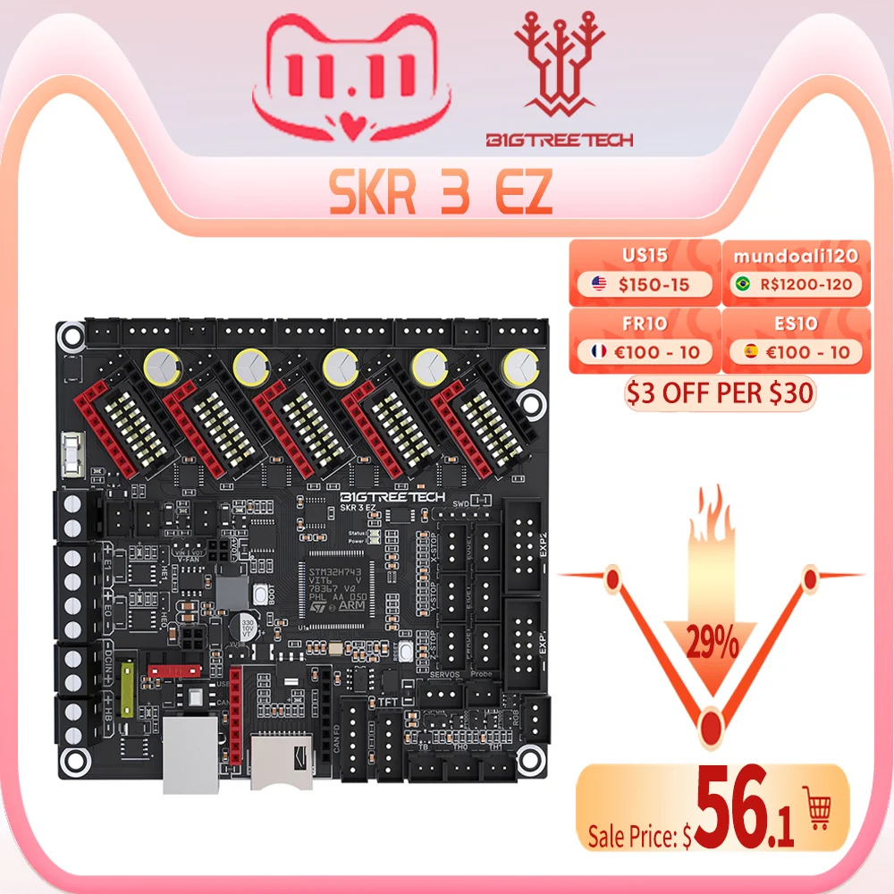 Bigtreetech Skr 3 Ez Motherboard Ez5160 Pro Tmc2208 Raspberry Pi Upgrade Btt Skr2 Control Board ...