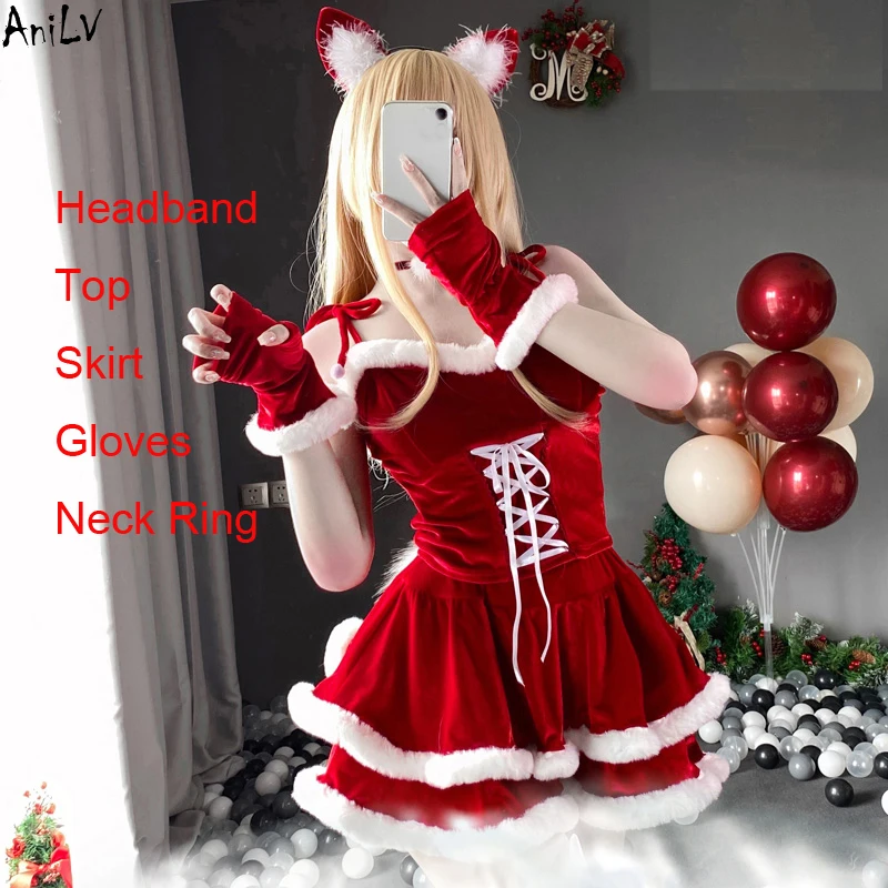 Disfraz de Papá Noel femenino de AniLV para fiesta de Navidad, vestido ...