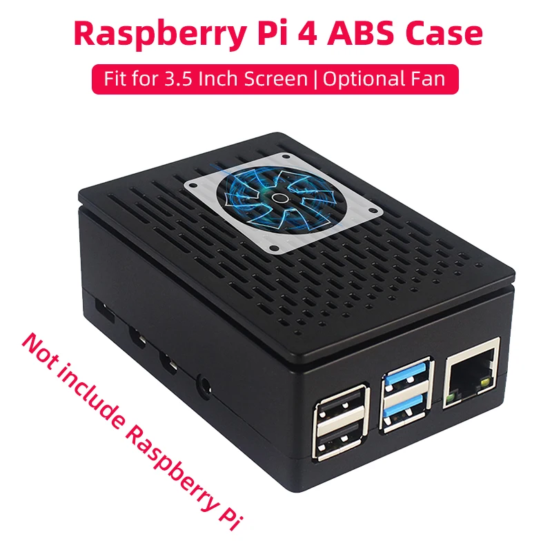 Raspberry Pi 4 Model B ABS Case Optional Cooling Fan Shell Box Fit for ...