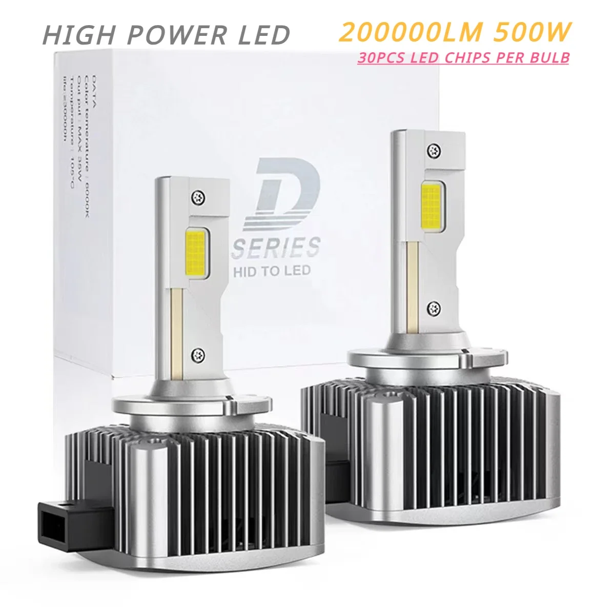 200000LM-6000K-D1S-D3S-LED-Headlights-Led-Two-sided-CSP-Chip-Plug-Play ...