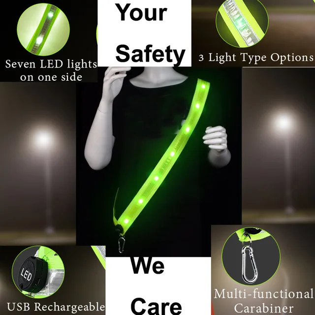 LED Flashing Outdoor Running Cycling Hiking Jogging Rechargeable ...