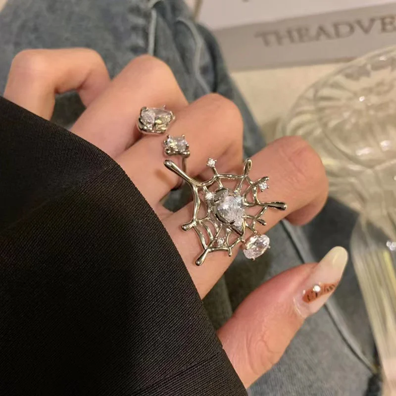 Gothic-Punk-Irregular-Spider-Webs-Zircon-Opening-Ring-Women-White-Crystal-Dark-Animal-Rings-Hip ...