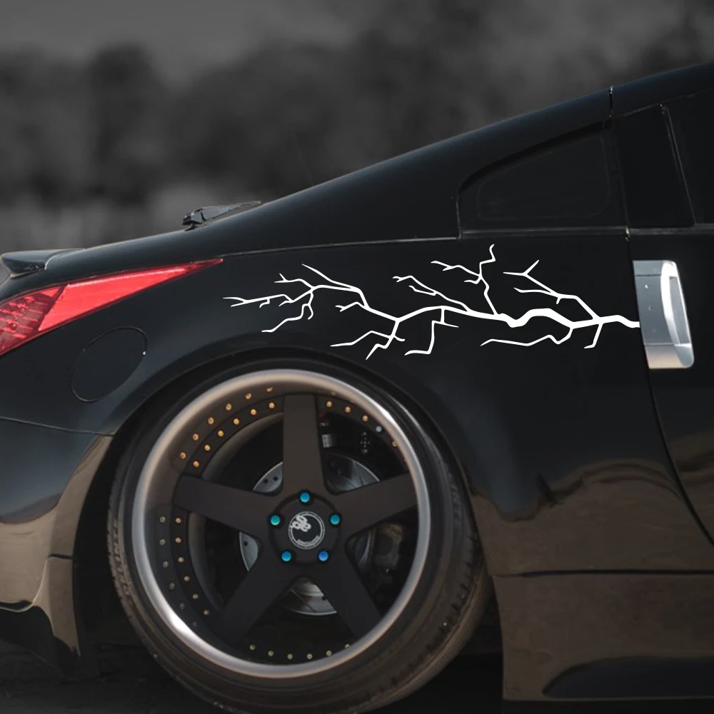 2pcs/set Speed Racing Style Creative Lightning Car Stickers Waterproof ...