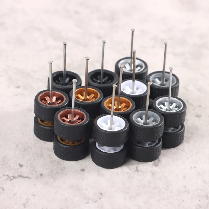 1/64 Model Car Wheels Plastic For Hotwheels With Rubber Tires Basic ABS ...