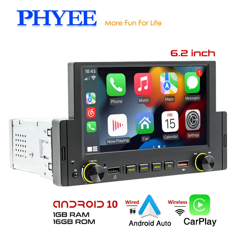 1-Din-Car-Radio-Android-CarPlay-Android-Auto-Bluetooth-Handsfree-Wifi ...