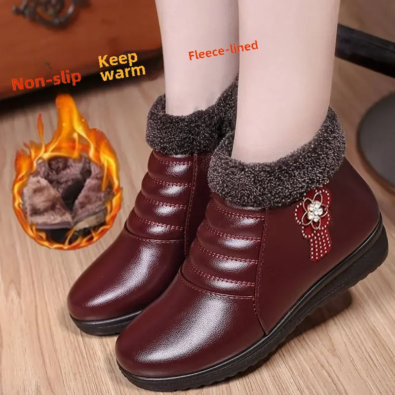 Winter-Women-s-Cotton-Shoes-Fleece-lined-Warm-Short-Boots-Comfortable ...