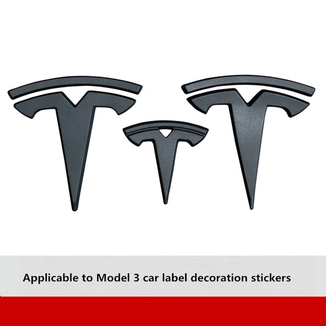 3PCS/set for Tesla Model 3 Matte Black Car Label Tail Label Front Label ...