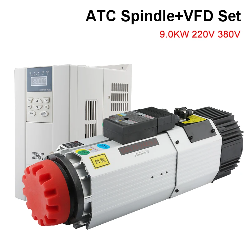 Automatic Tool Change Spindle 9kw Atc Air-cooled Spindle Iso30+ Inverter Vfd220v 380v For ...
