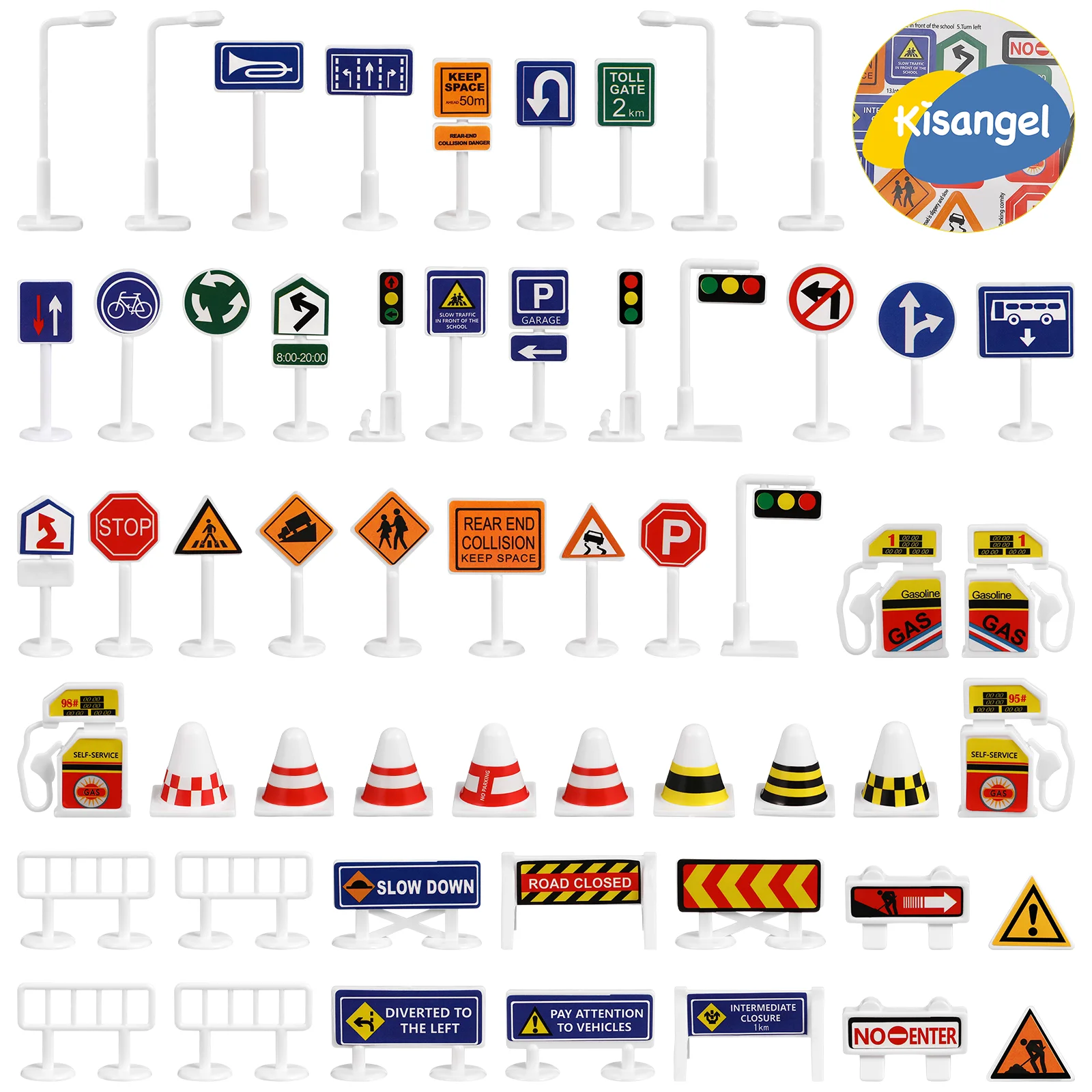 Signs Road Traffic Kids Toy Toys Street Sign Cones Construction Playset ...