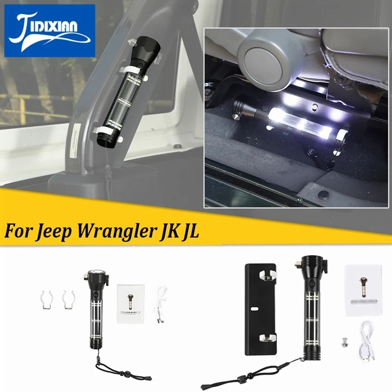 Car-Solar-Power-Multi-Function-Flashlight-Emergency-Light-Safety-Hammer ...