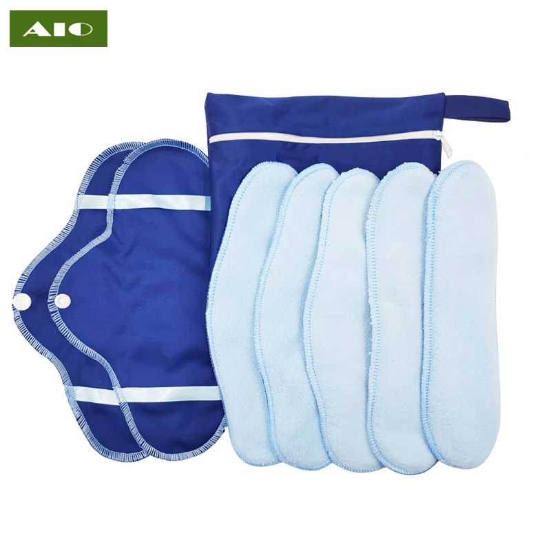 AIO 8Pcs/ Set Reusable Washable Cloth Menstrual Pads Soft Panty Liners ...