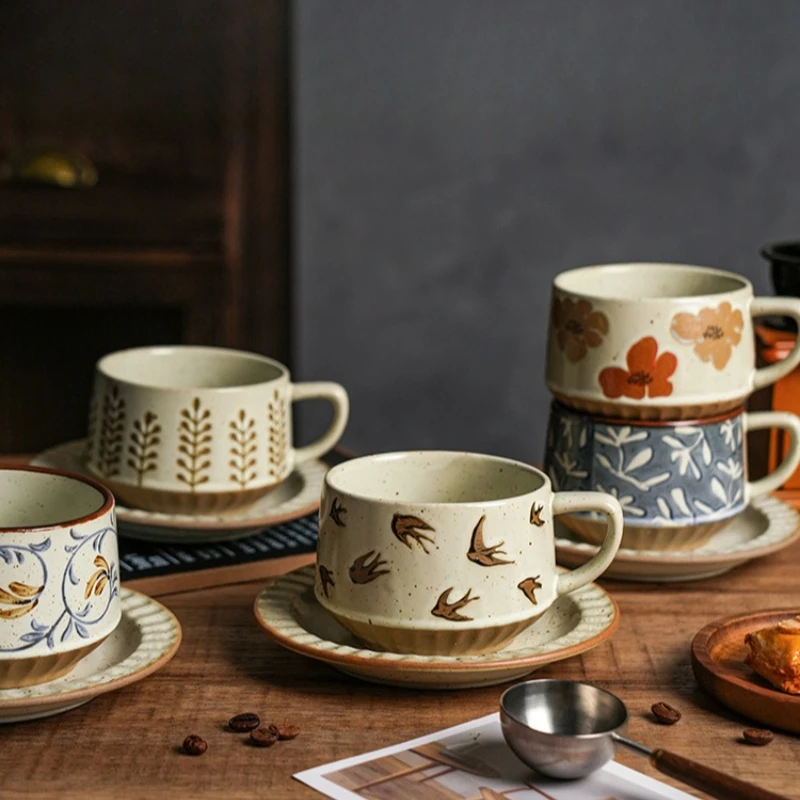 High-class Sense of Retro Coffee Cups and Saucers Set of Creative Rough ...