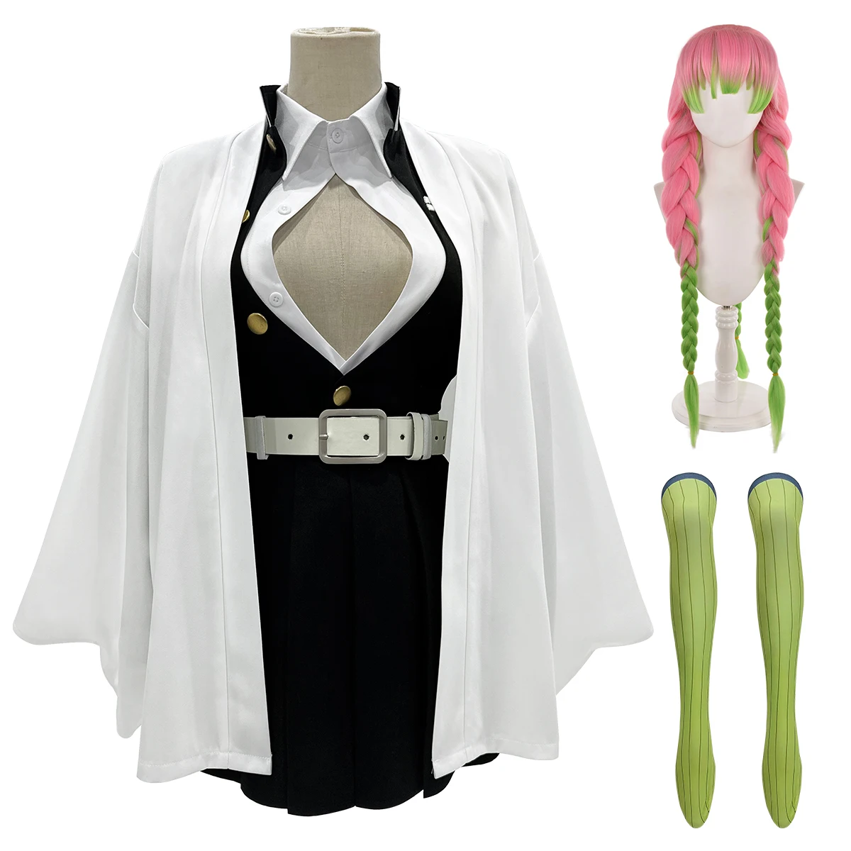 HOLOUN-Anime-Kanroji-Mitsuri-Cosplay-Costume-Braided-Wig-Embroidery-Top ...
