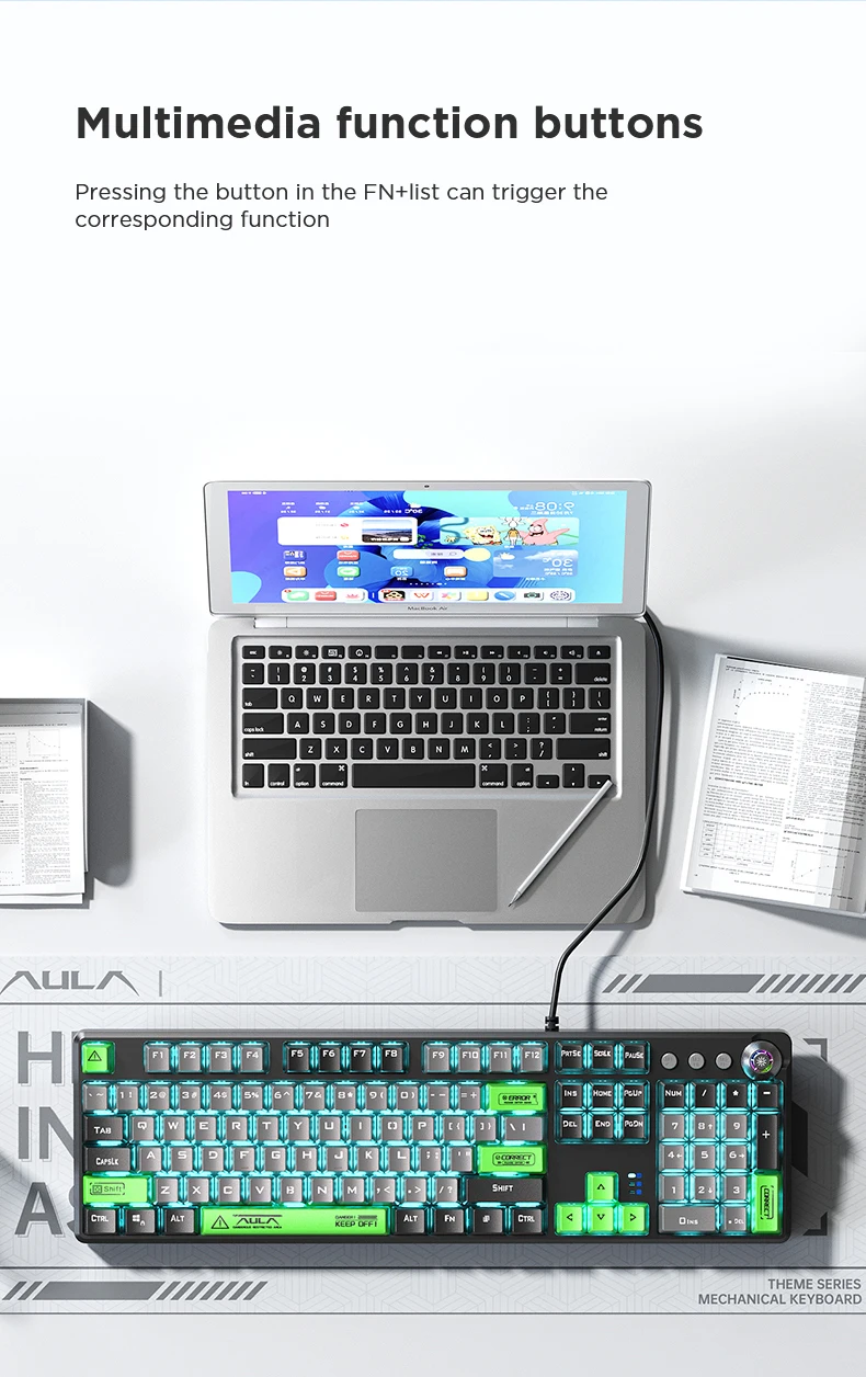 AULA F2088 PRO Dual Mode Knob Mechanical Keyboard | Unendingtech