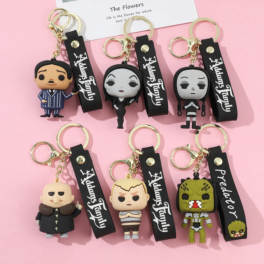 Horror-Movie-Wednesday-Addams-Silicone-Keychain-Cartoon-Gomez-Morticia ...