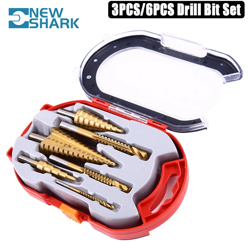 Step Drill Bit Set HSS Steel Titanium 4-12/20/32mm Hard Metal Cone ...