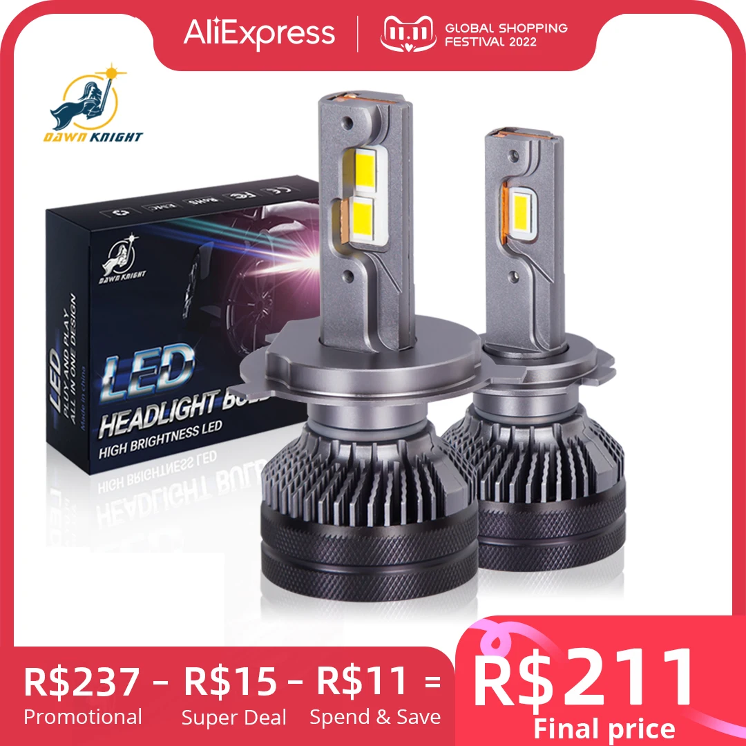 DAWNKNIGHT K5C 4300K 110W lampada H4 H7 H1 H11 Led Lâmpada Duplo Tubo ...