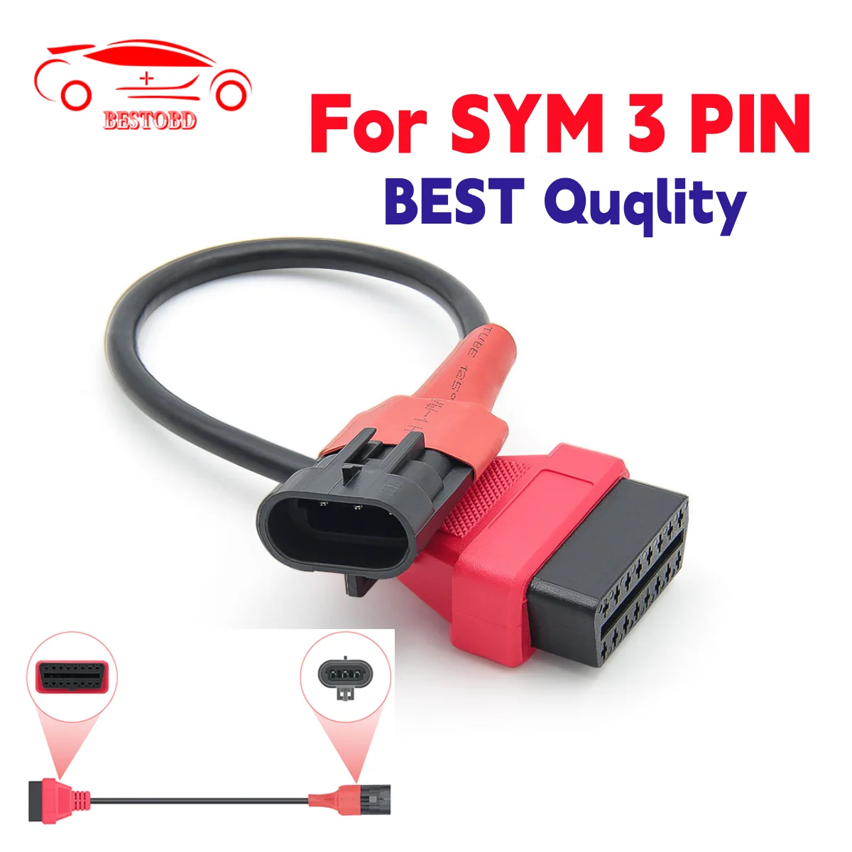 SYM 3Pin To OBD2 16 Pin Diagnostic Adapter OBD 2 Scanner Motorcycle ...