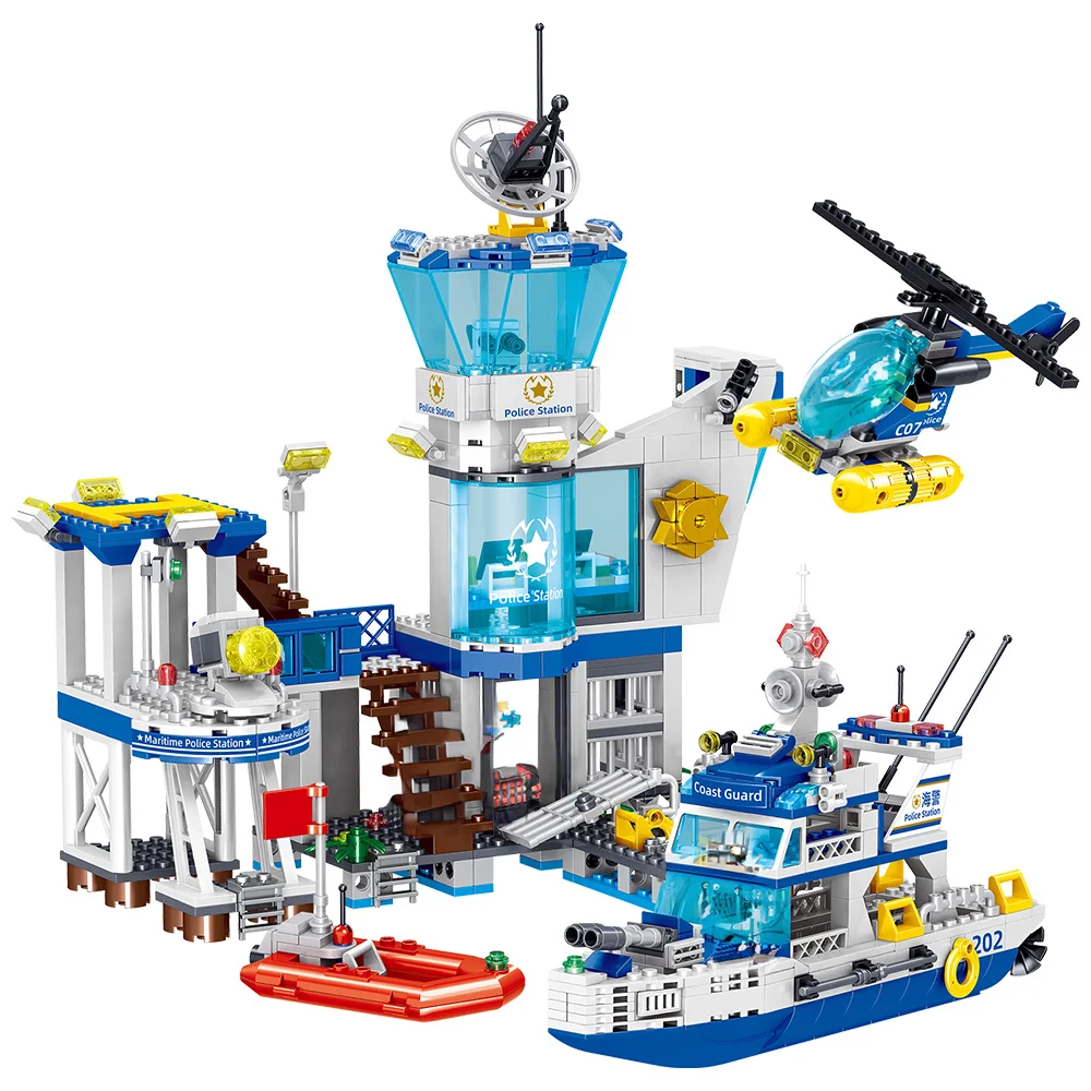 City-Ocean-Police-Station-Building-Blocks-Set-Police-Station-Helicopter ...