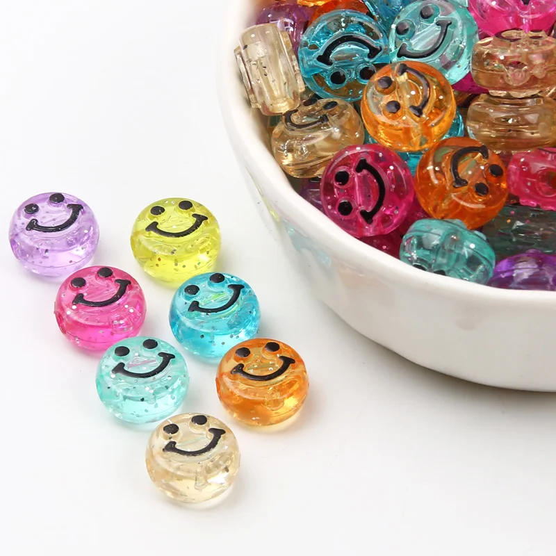 10mm-50-st-cke-Mixed-Simling-Spacer-Perlen-L-cheln-Gesicht-Acryl-Perlen ...