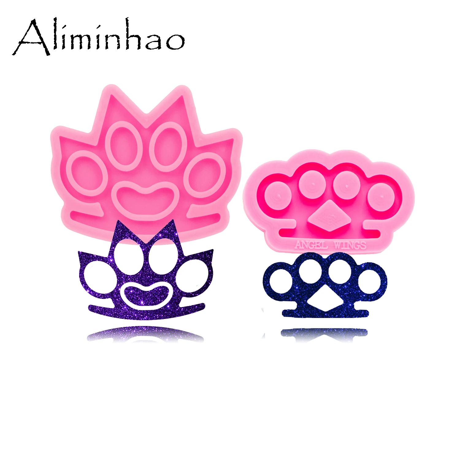 DY0268 Shiny Mini Brass Knuckles Shape Resin Crafting Mold Silicone ...