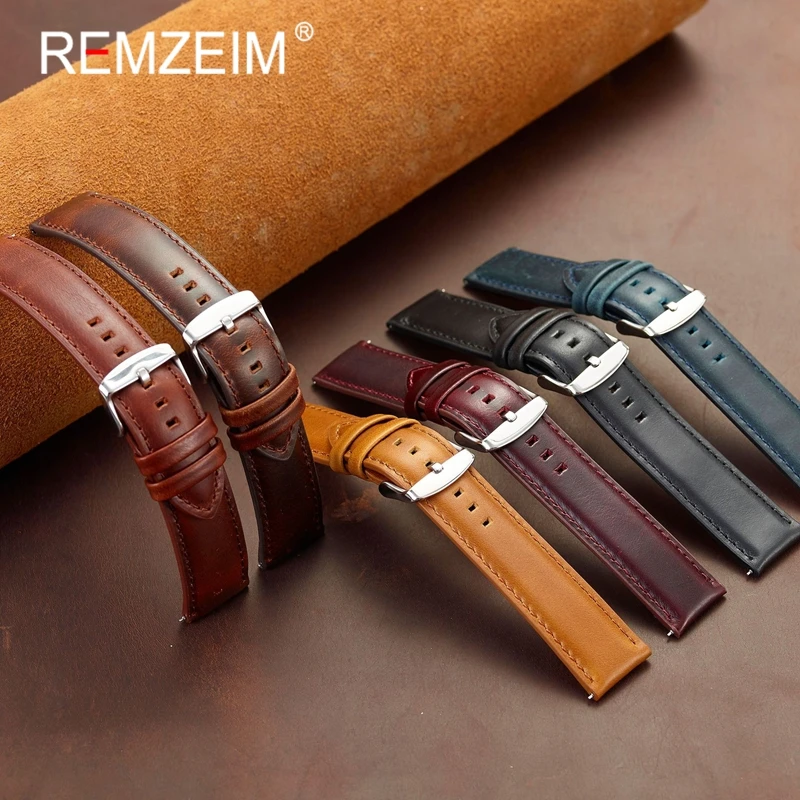 Black Blue Brown Vintage Quick Release Smartwatch Watchband 20mm 22mm ...