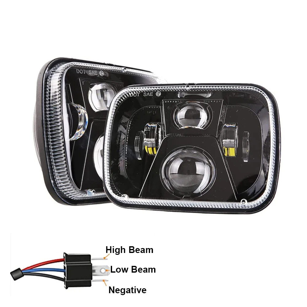 2-12V-110W-5x7-6X7-Inches-LED-Headlights-with-H4-Sockets-For-Jeep ...