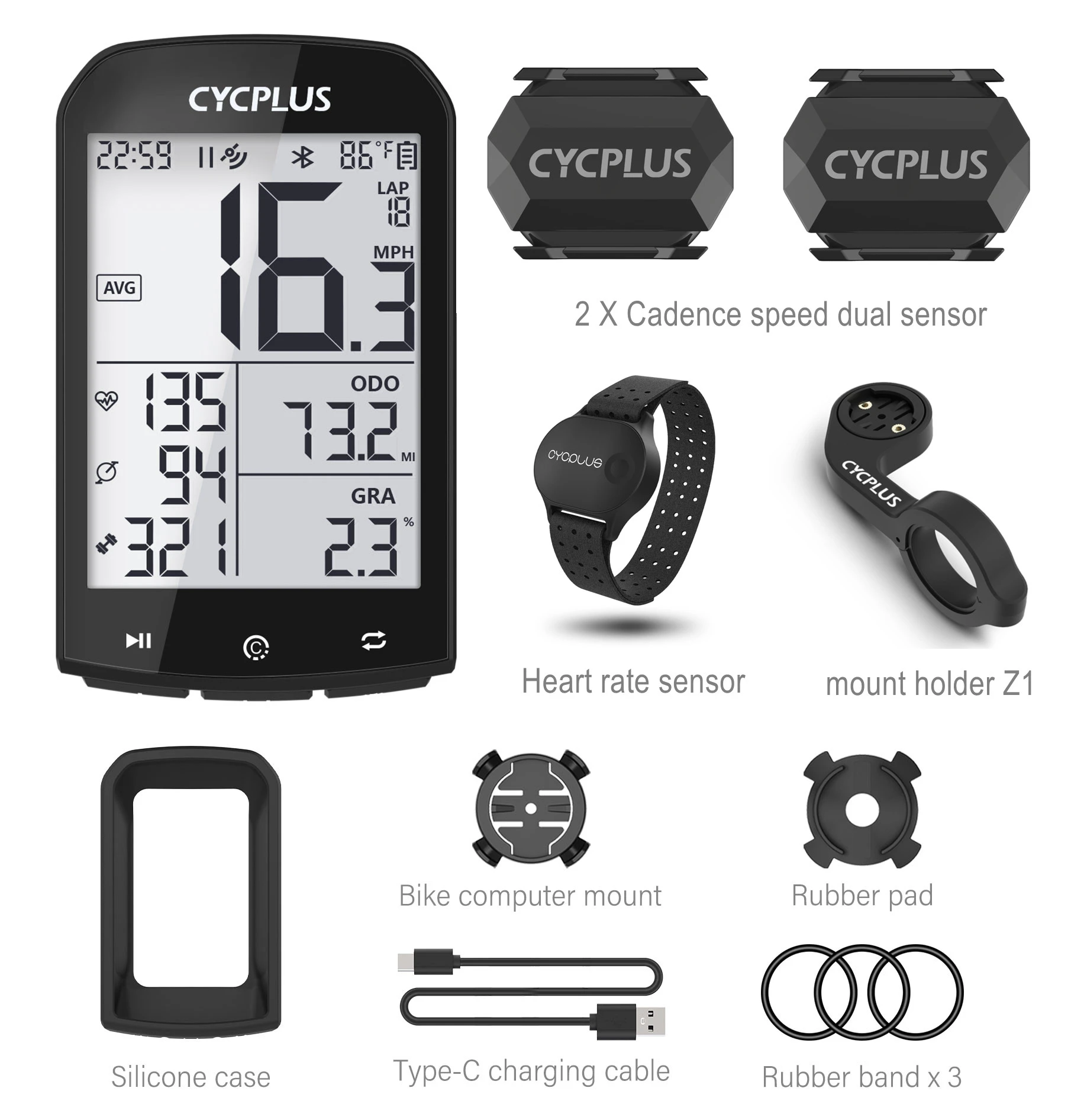 Cycplus M1 Bike Accessories Gps Bicycle Computer Cycling Speedometer ...