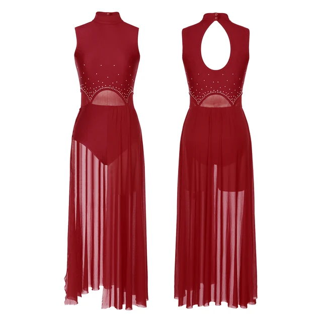 Women Modern Lyrical Dance Dress Ballet Gymnastics Leotard Sleeveless ...