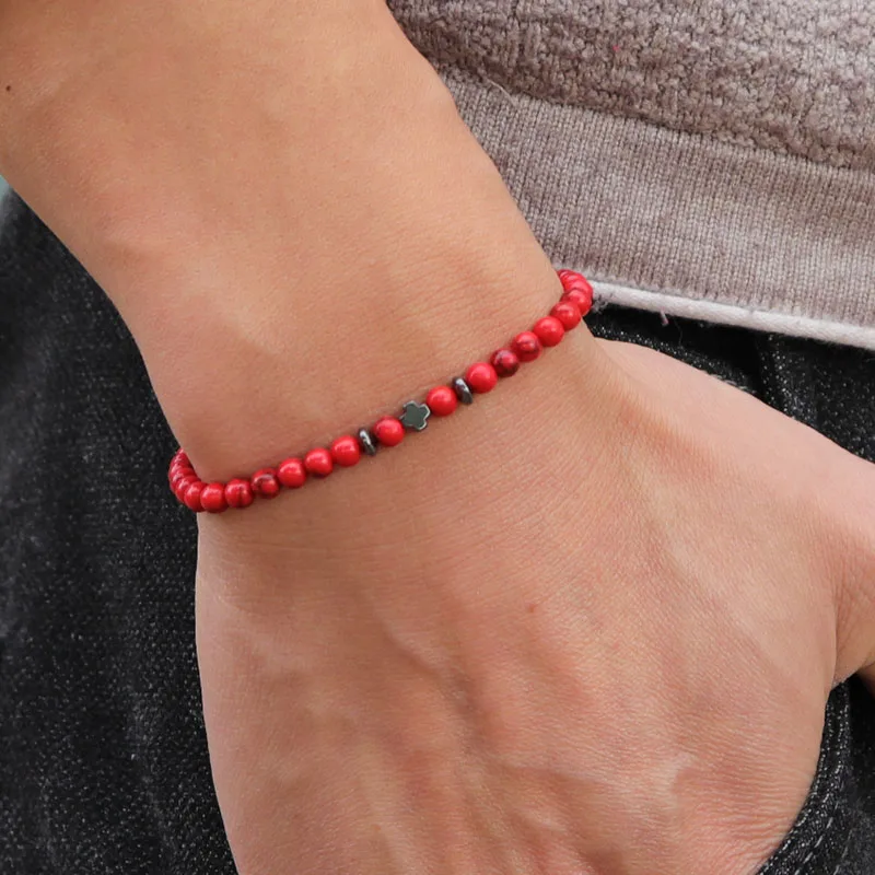Pulsera con dijes de Cruz de hematita para hombres, pulsera de piedra ...