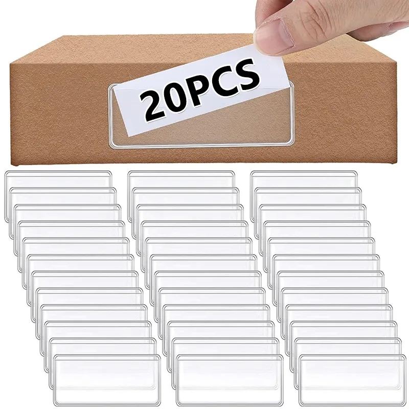 4-20Pcs-Label-Holders-Adhesive-Shelf-Tag-with-Blank-Card-Transparent ...