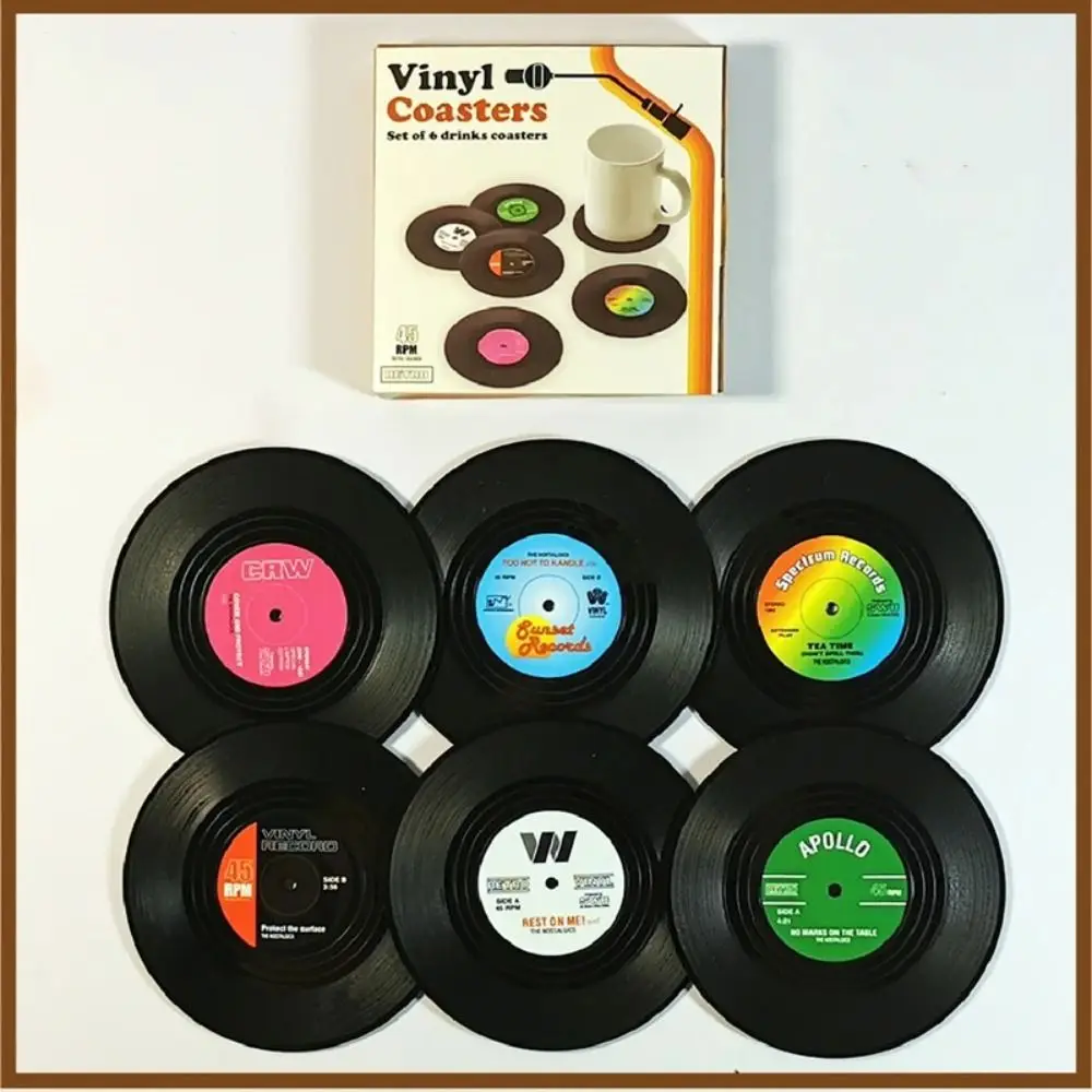 2-4-6PCS-Gifts-ABS-Vinyl-Record-Coaster-Heat-Resistant-Non-slip-CD ...