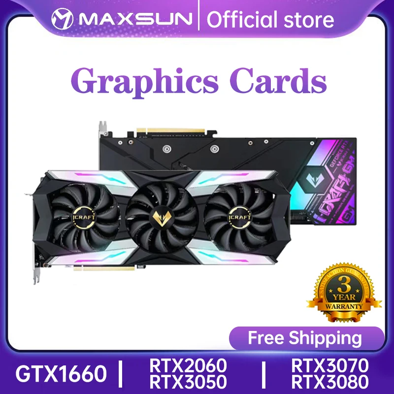MAXSUN Graphics Cards RTX 3080 3070 3060 iCraft 6GB/8GB GDDR6 3050 1660 ...