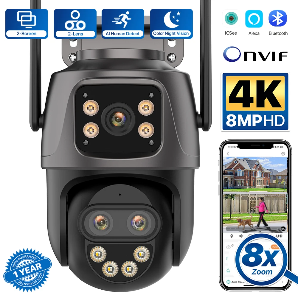 PTZ-Camera-4K-9MP-WIFI-IP-Outdoor-Camera-Three-Lens-8X-Zoom-4MP-HD-AI ...