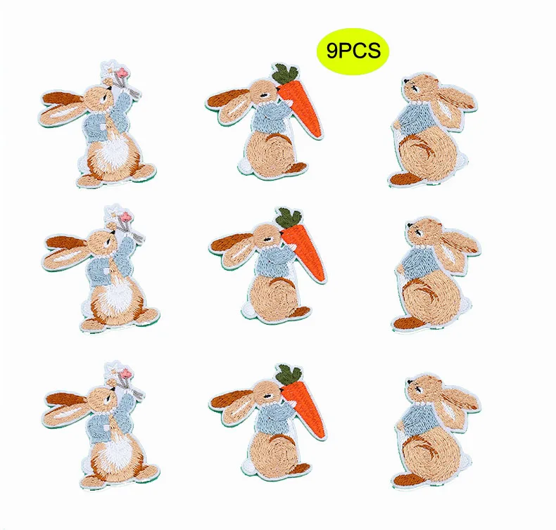 9pcs-Bunny-Patch-Cute-Animals-Sew-Iron-on-Patches-Embroidery-Rabbit ...