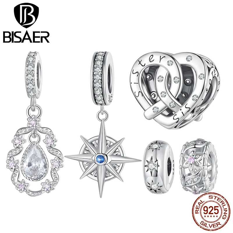 BISAER-925-Sterling-Silver-Hexagram-Charm-Compass-Bead-Vintage-Blue ...
