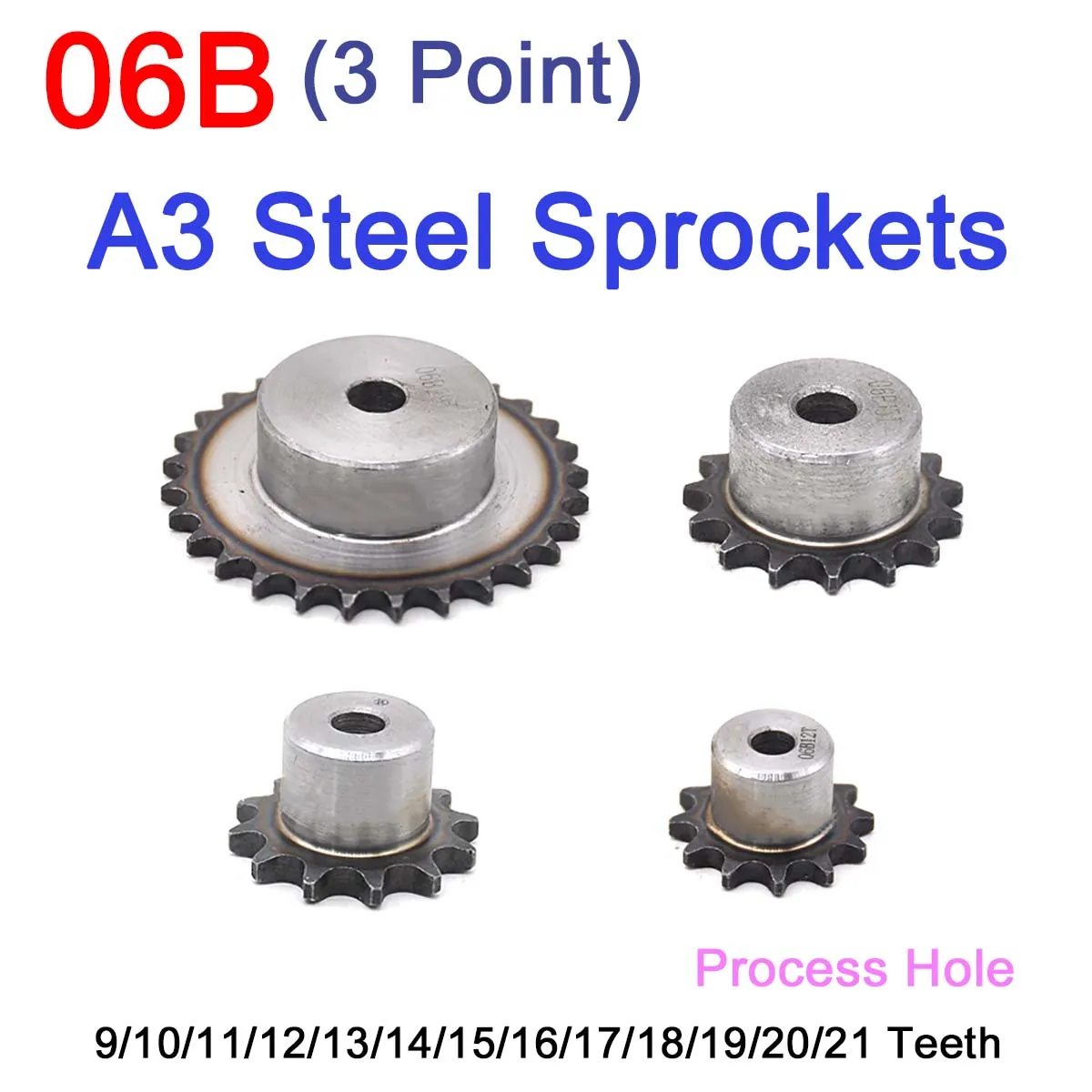 1pc 06b Chain Gear 9/10/11/12/13/14/15/16/17/18/19/20/21 Teeth A3 Steel ...