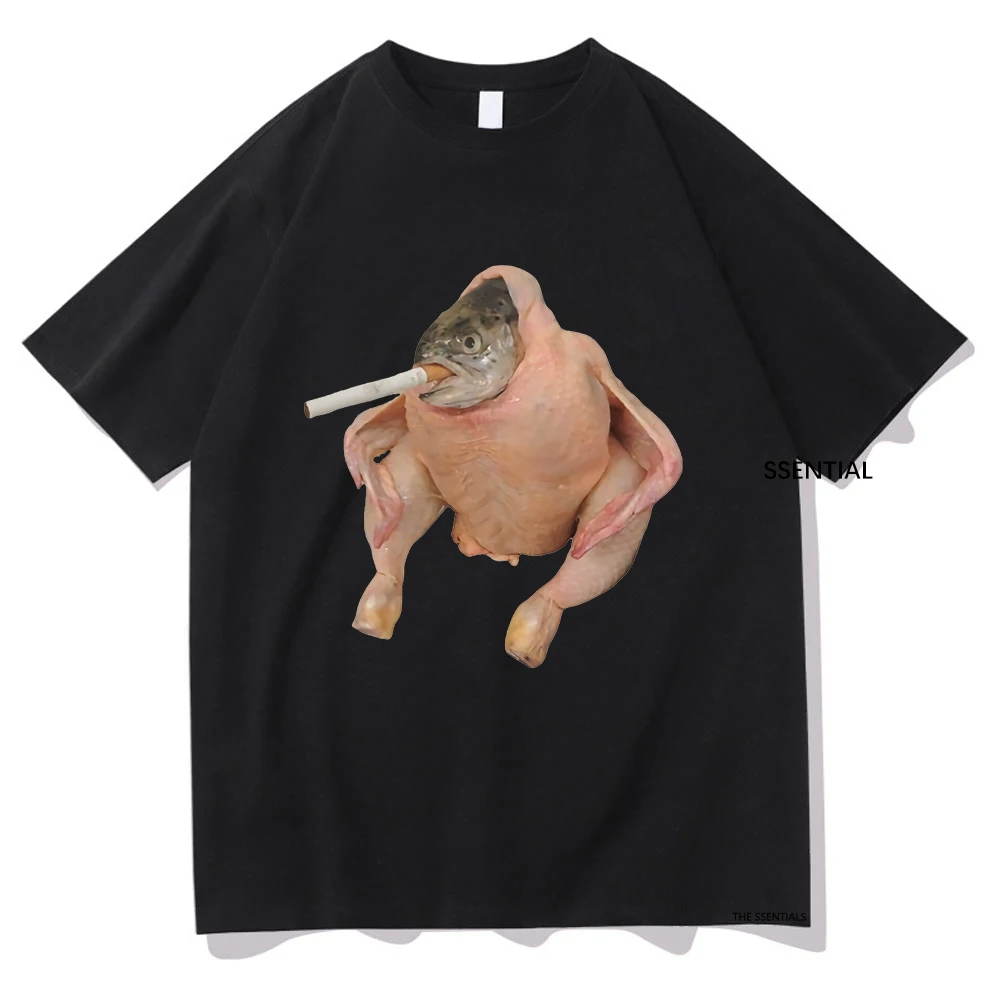 Fisch-Gesicht-Huhn-Rauchen-eine-Zigarette-Meme-T-Shirt-lustige-M-nner ...