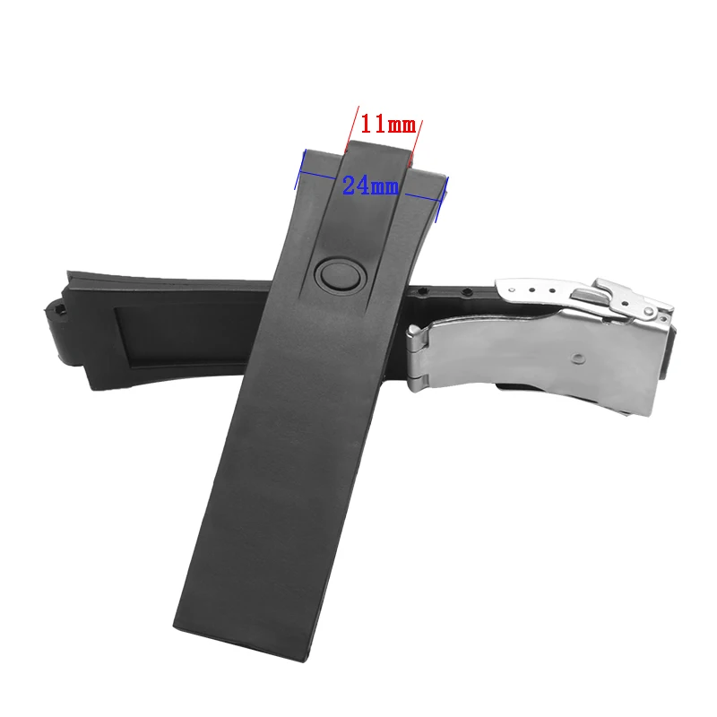 New-24-11mm-Black-Silicone-Rubber-Watchband-For-Watch-Strap-Tape ...
