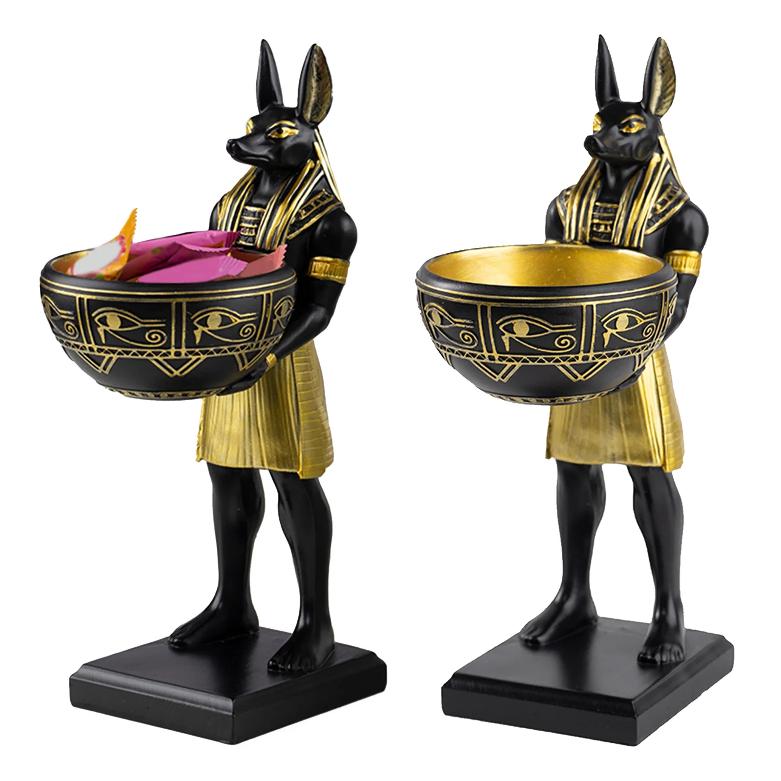 25cm Anubis Figurine Ancient Egypt Art Sculpture with Bowl Egyptian ...